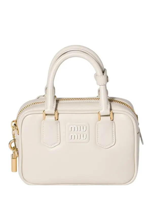 Miu Miu Arcadie Leather Top Handle Bag - Ivory