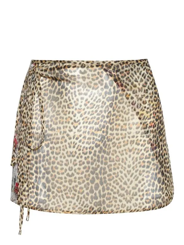 Roberto Cavalli Leopard And Floral Print Pareo - Brown