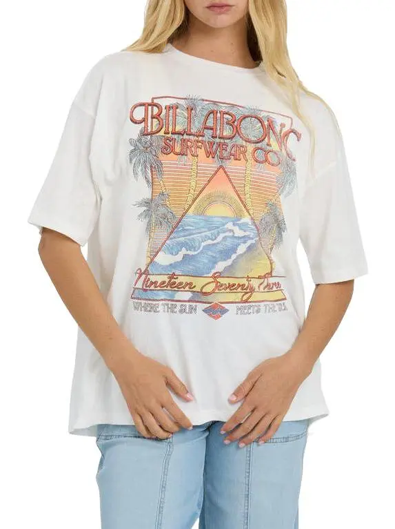 BILLABONG Oversized Cotton Graphic T-shirt - Salt Crystal