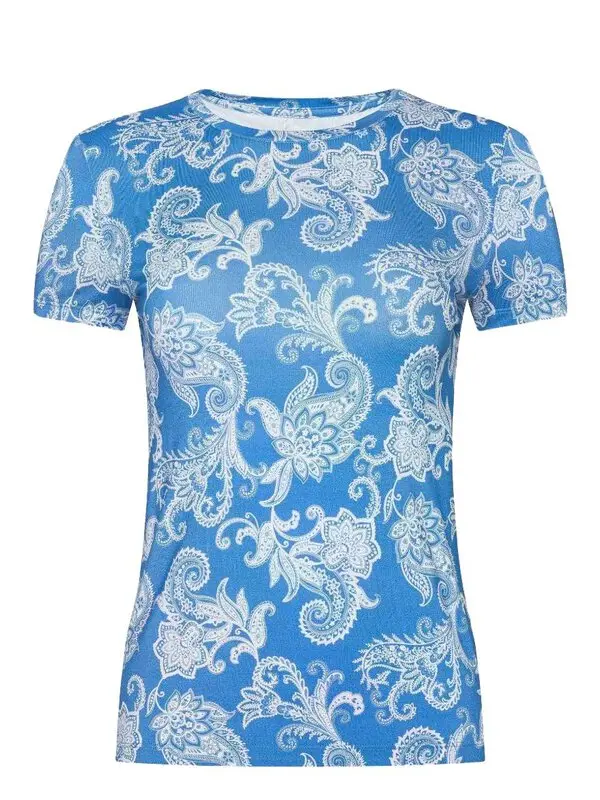 L'Agence Paisley Print Crew-neck T-shirt - Blue