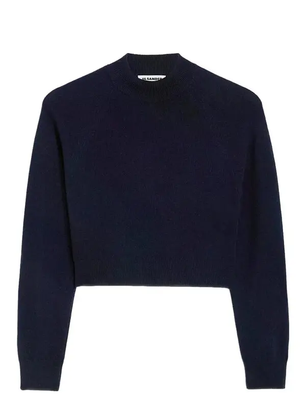 JIL SANDER Cropped Long Sleeve Sweater - Blue