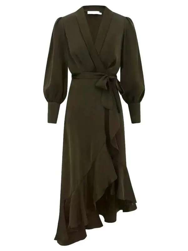 Zimmermann Midi Wrap Dress - Green