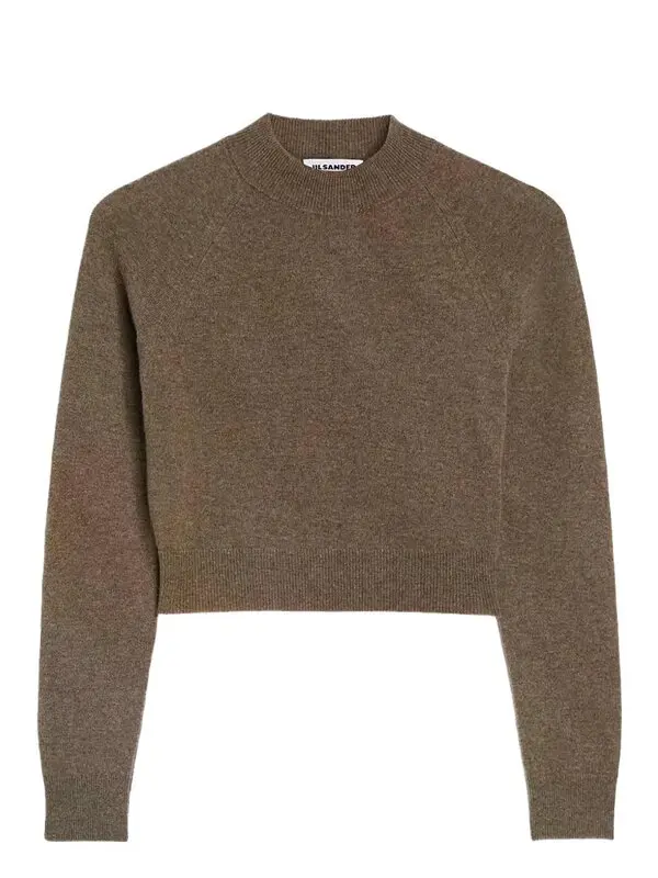 JIL SANDER Cropped Crewneck Sweater - Brown