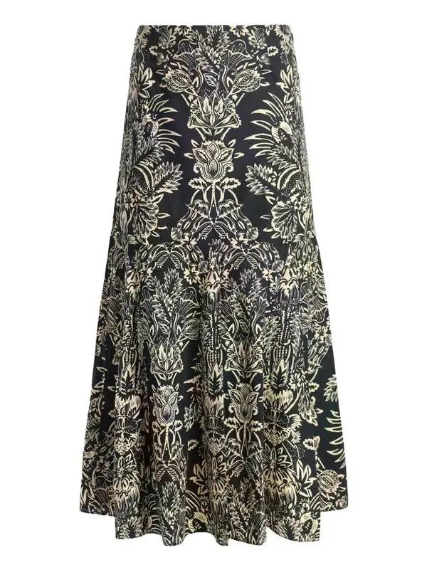Ulla Johnson Clarisse Floral Midi Skirt - Black
