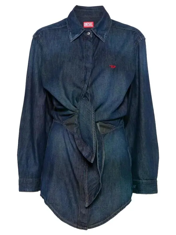DIESEL® Tie-front Shirt Dress - Blue