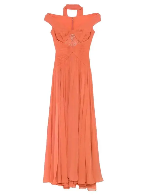 Elie Saab Embroidered Maxi Dress - Orange