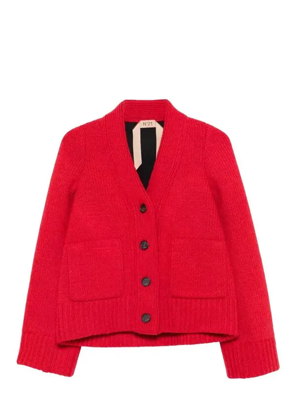 N°21 Button-up Cardigan With Pockets - Red