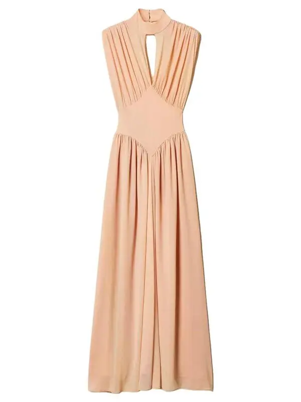 TWINSET Gathering-detail Maxi Dress - Neutrals