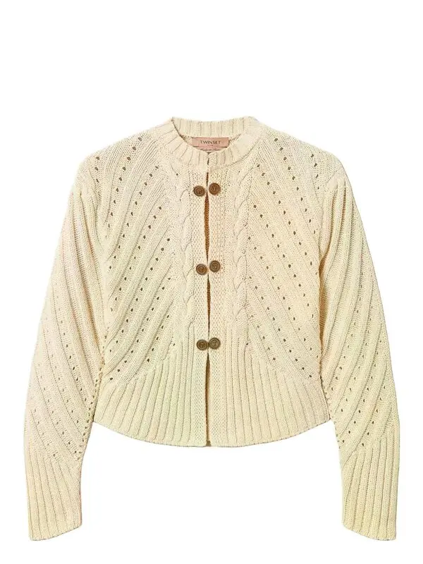 TWINSET Cable-knit Button-up Cardigan - Neutrals