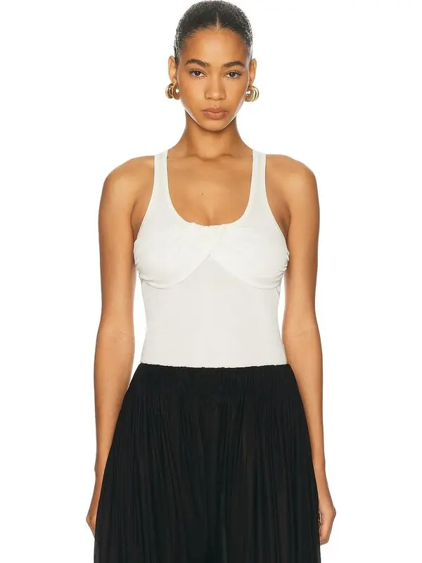 Burc Akyol Draped Silk Jersey Tank Top - Ecru