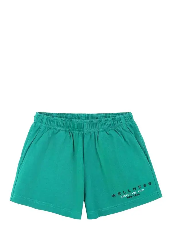 SPORTY & RICH Spellout-embroidered Shorts - Green