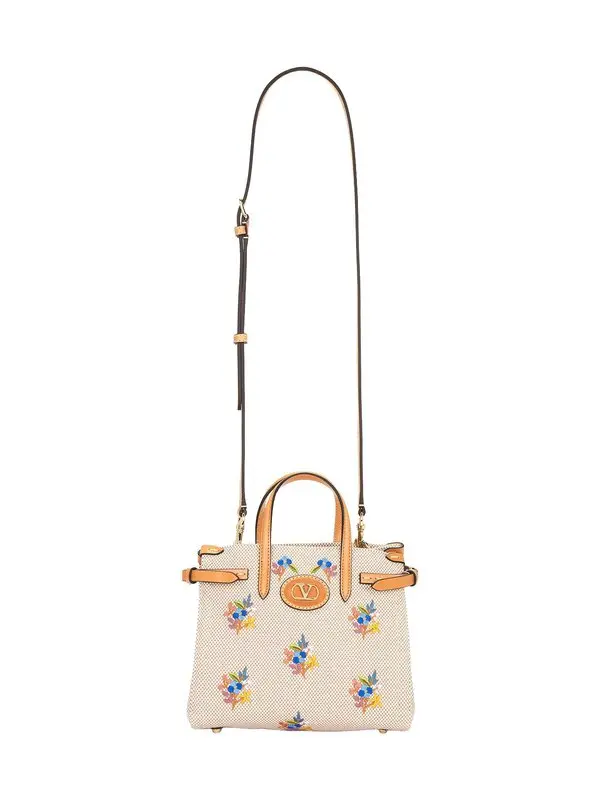 Valentino Garavani Antibes Flower Bouquet Small Tote Bag - Nat Tobacco  Multicolor Blu  & Natural C