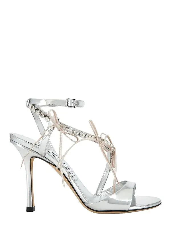 JIMMY CHOO Lula 100 Sandal - Silver & Macaron