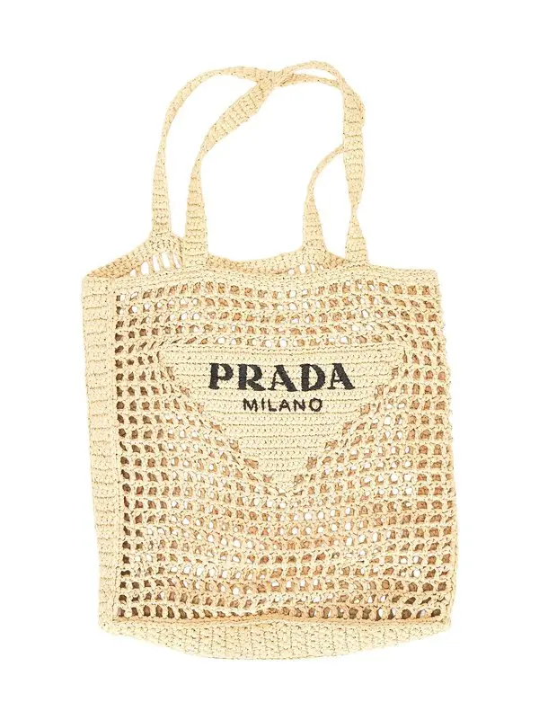 Prada Raffia Tote Bag - Beige