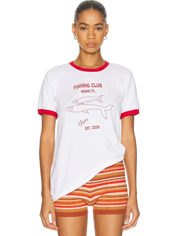 Éliou Fishing Club Ringer Tee - Red
