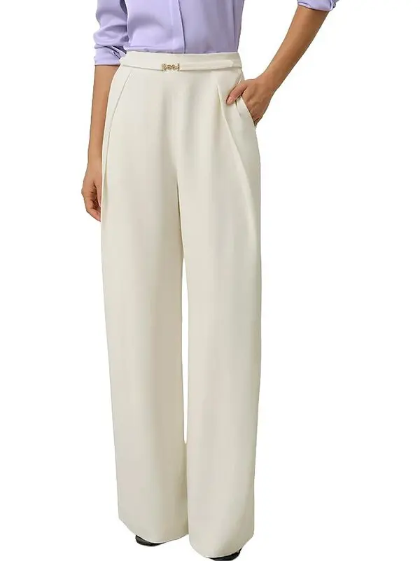 Lilysilk Wide-leg Silk Crepe Trousers - Natural White
