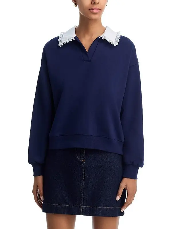 Aqua Ruffle Sweatshirt - Navy