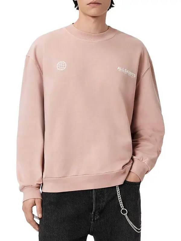 ALLSAINTS Emblem Crewneck Sweatshirt - Sunbaked Pink