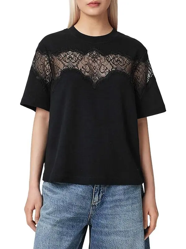 ALLSAINTS Lisa Lace Tee - Black