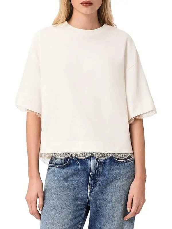 ALLSAINTS Nia Lace Tee - Arctic White