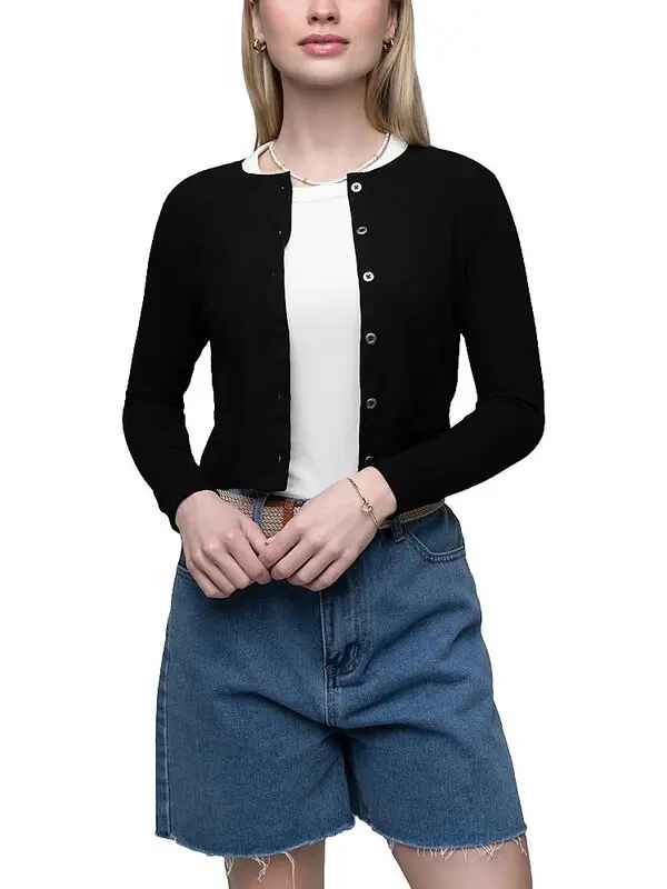 POINT Classic T-shirt Cardigan Sweater - Black