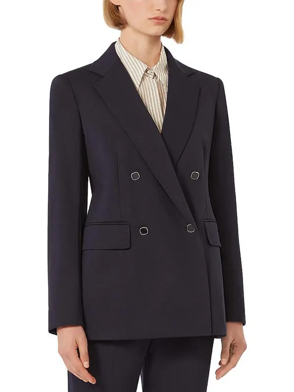 Max Mara Mstriviera Double Breasted Blazer - Navy