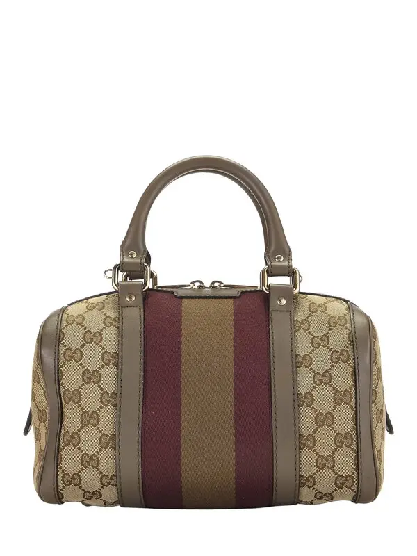Gucci Original Gg Web Boston Bag - Brown