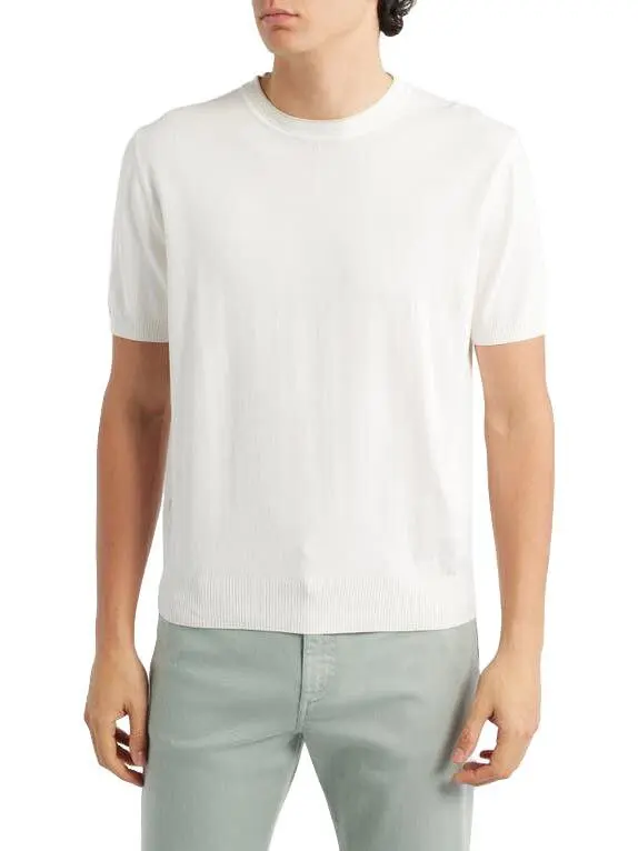 Canali Short-sleeve Cotton Crewneck Sweater - White