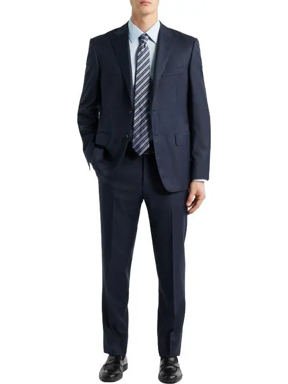 Canali Siena Regular Fit Super 130s Wool Suit - Navy