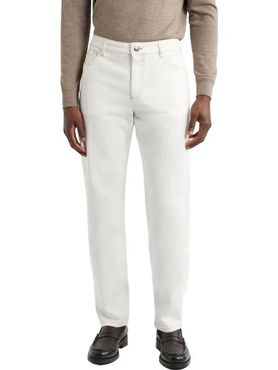 Canali Garment Dyed Bull Denim Jeans - White