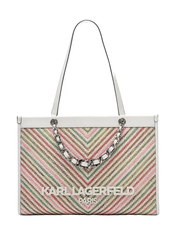 Karl Lagerfeld Paris Savoie Chevron Raffia Tote - Multi Combo