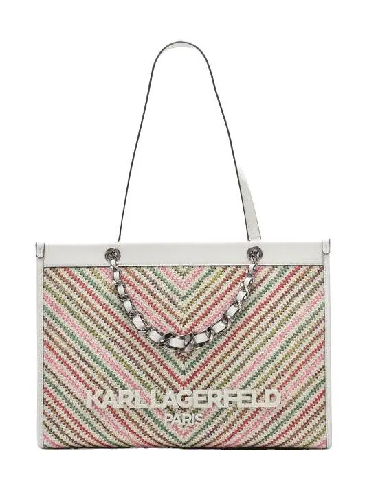 Karl Lagerfeld Paris Savoie Chevron Raffia Tote - Multi Combo
