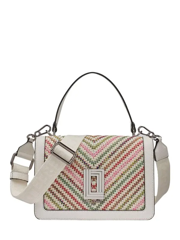 Karl Lagerfeld Paris Simone Chevron Raffia Satchel - Multi Combo