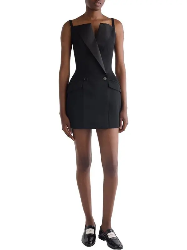 Givenchy Sleeveless Wool Tailoring Minidress - Black