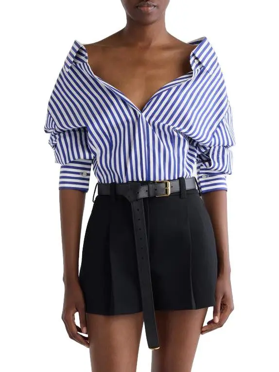Givenchy Striped Cotton Open Shirt - Electric Blue/white