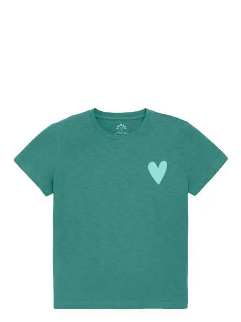 PRIMARY Cotton Slub Easy Tee - Sunwashed Teal Heart