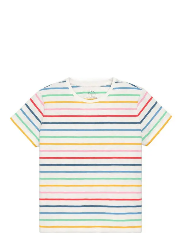 PRIMARY Rainbow Stripe Easy Tee - Ivory Rainbow Sunrise Stripe