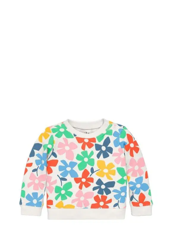 PRIMARY Baby Crewneck Sweatshirt - Ivory Rainbow Spring Blooms