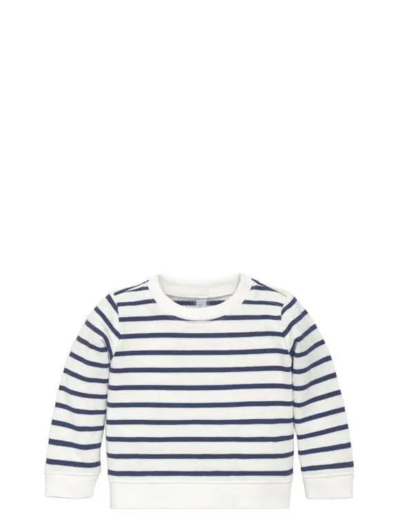 PRIMARY Baby Crewneck Sweatshirt - Sunwahed Navy Ivory Stripe