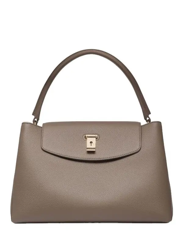 Bally Lock Me Top Handle Bag In Leather - Brown