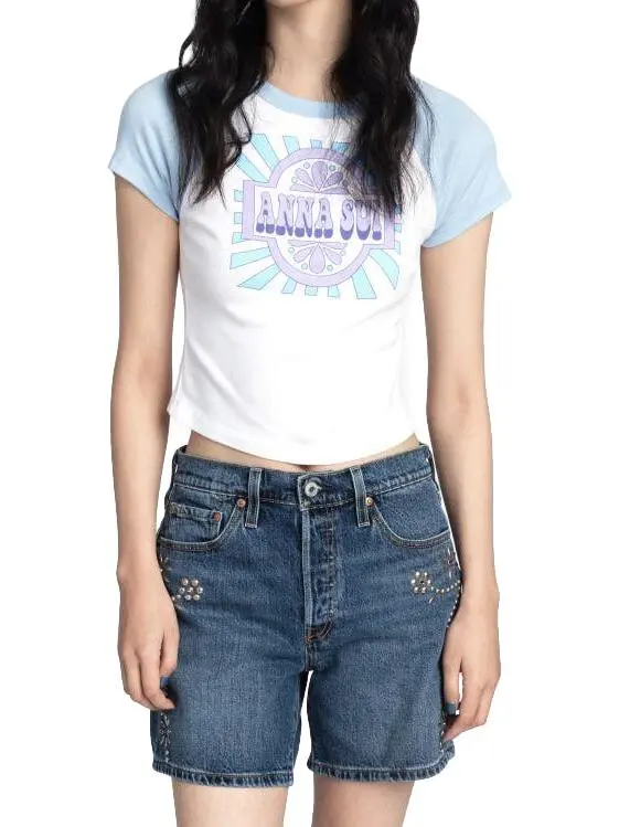Anna Sui Spring 26 Invitation Baby Tee - Baby Blue