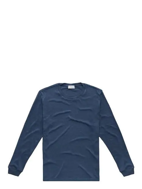 WOLF VS. GOAT (WVG) Heavyweight Viscose Interlock Long Sleeve Crewneck - Navy