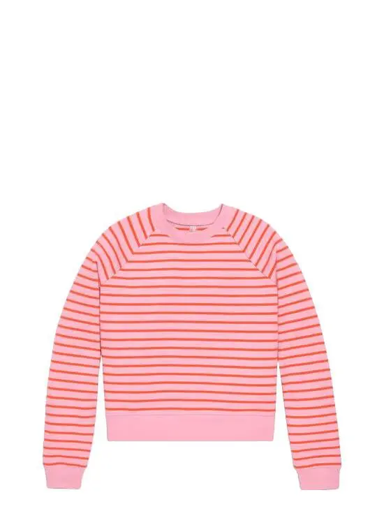 PRIMARY Striped Cotton French Terry Sweatshirt - Blossom Clementine Stripe