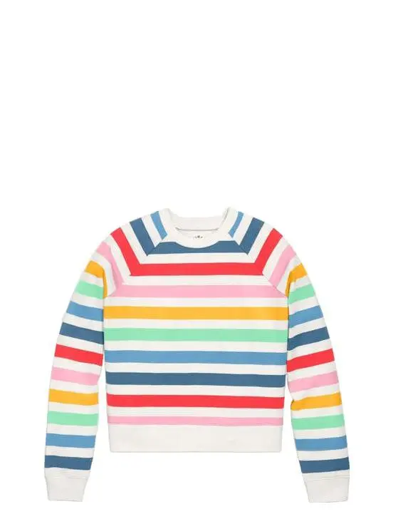 PRIMARY Striped Cotton French Terry Sweatshirt - Blossom Clementine Stripe