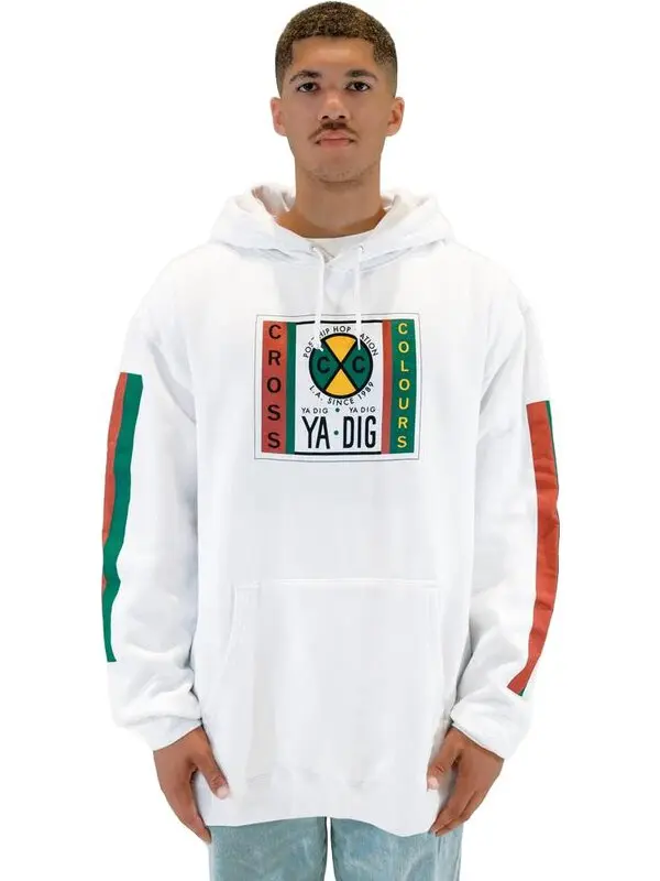 CROSS COLOURS Hooded Pullover With Graphic - White