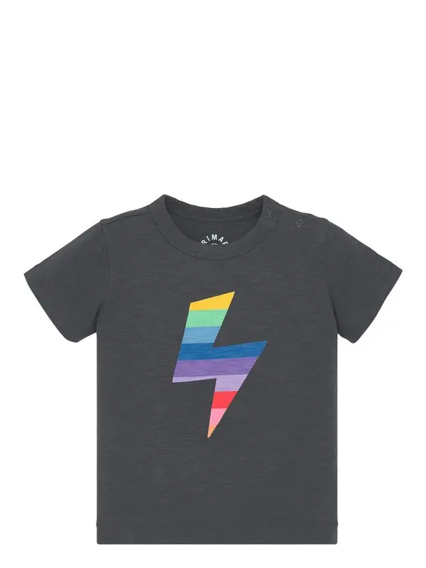 PRIMARY Cotton Slub Rainbow Bolt T-shirt - Asphalt Rainbow Bolt