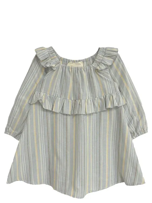 MABEL + HONEY Brooklyn Ruffled Stripe Dress - Blue/ Striped