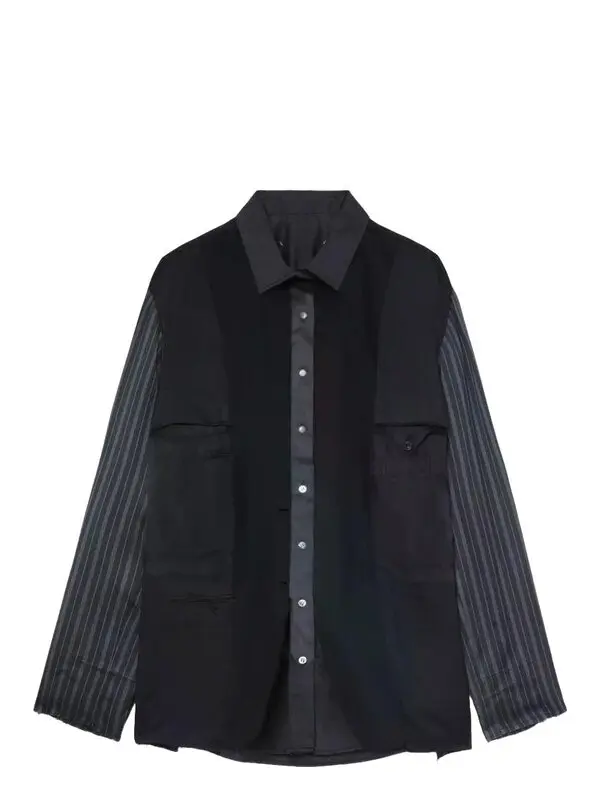 MAISON MARGIELA Striped Panelled Shirt Jacket - Black