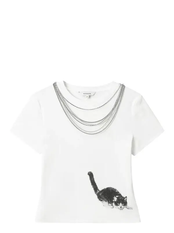 MARKGONG Chain-detail Cat-print T-shirt - White
