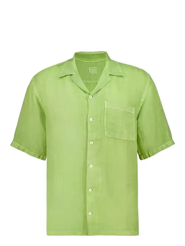 120% Lino Short-sleeved Linen Shirt - Green